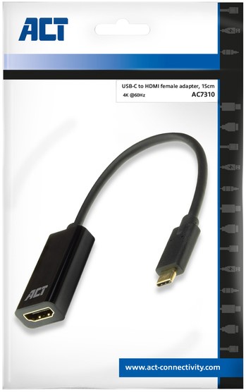 Adapter ACT USB-C naar HDMI 4K 60Hz 0.15 meter bij Van Hilten